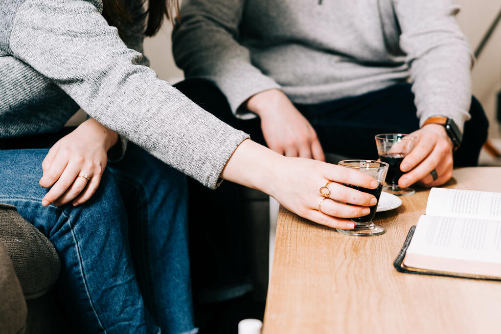 Couple Taking Communion Together at Home - Church stock photos - Logos ...