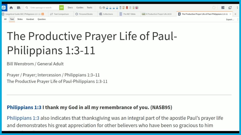 The Productive Prayer Life of Paul-Philippians 1:3-11 - Logos Sermons