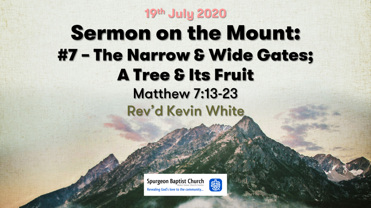 Sermon on the Mount #7 - The Narrow & Wide Gates; A Tree & Its Fruit ...
