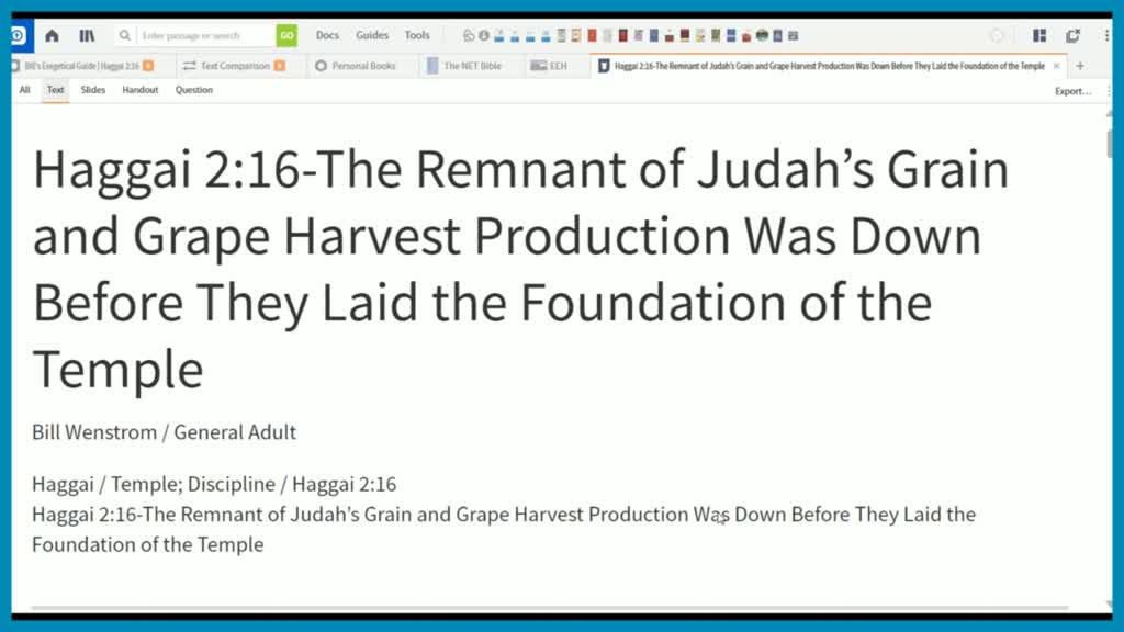 Haggai 2:16-The Remnant of Judah’s Grain and Grape Harvest Production ...