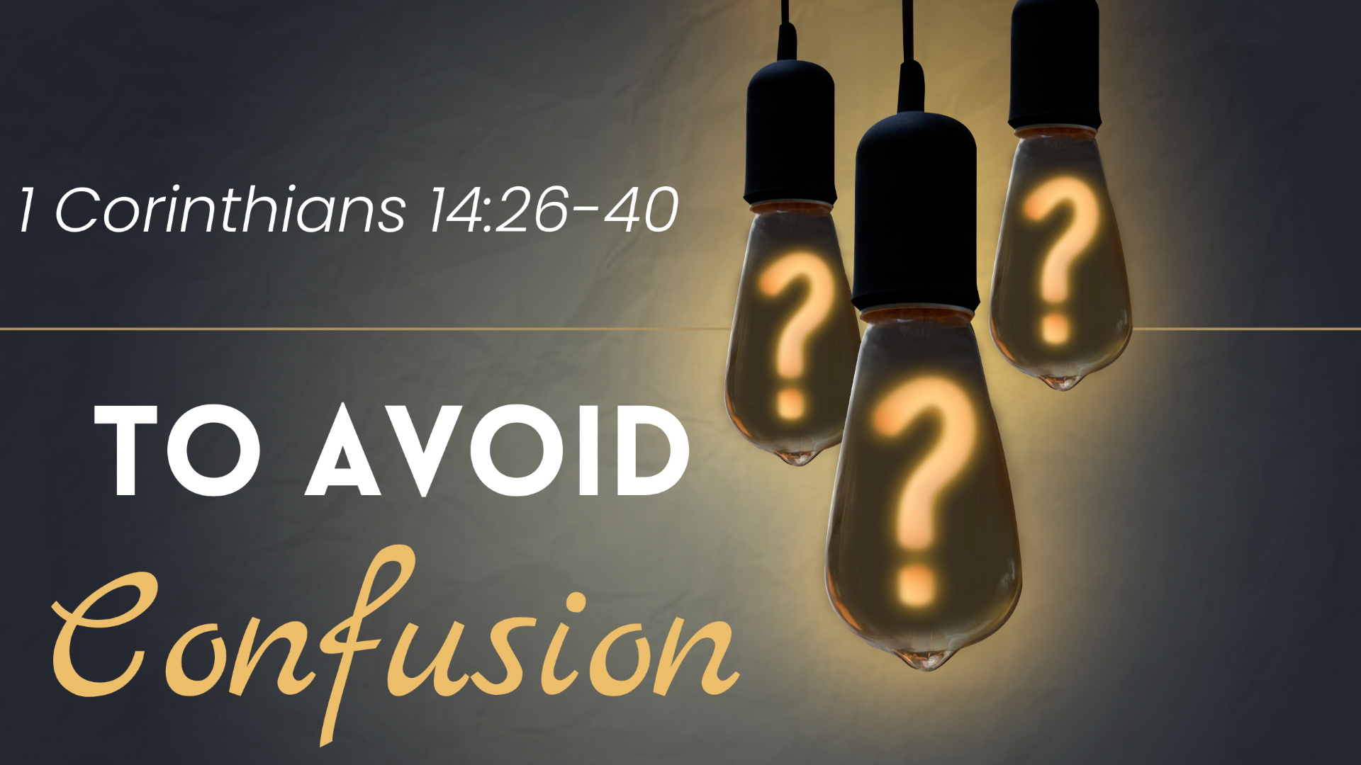 To Avoid Confusion (part 1) - 14:26-33 - Logos Sermons