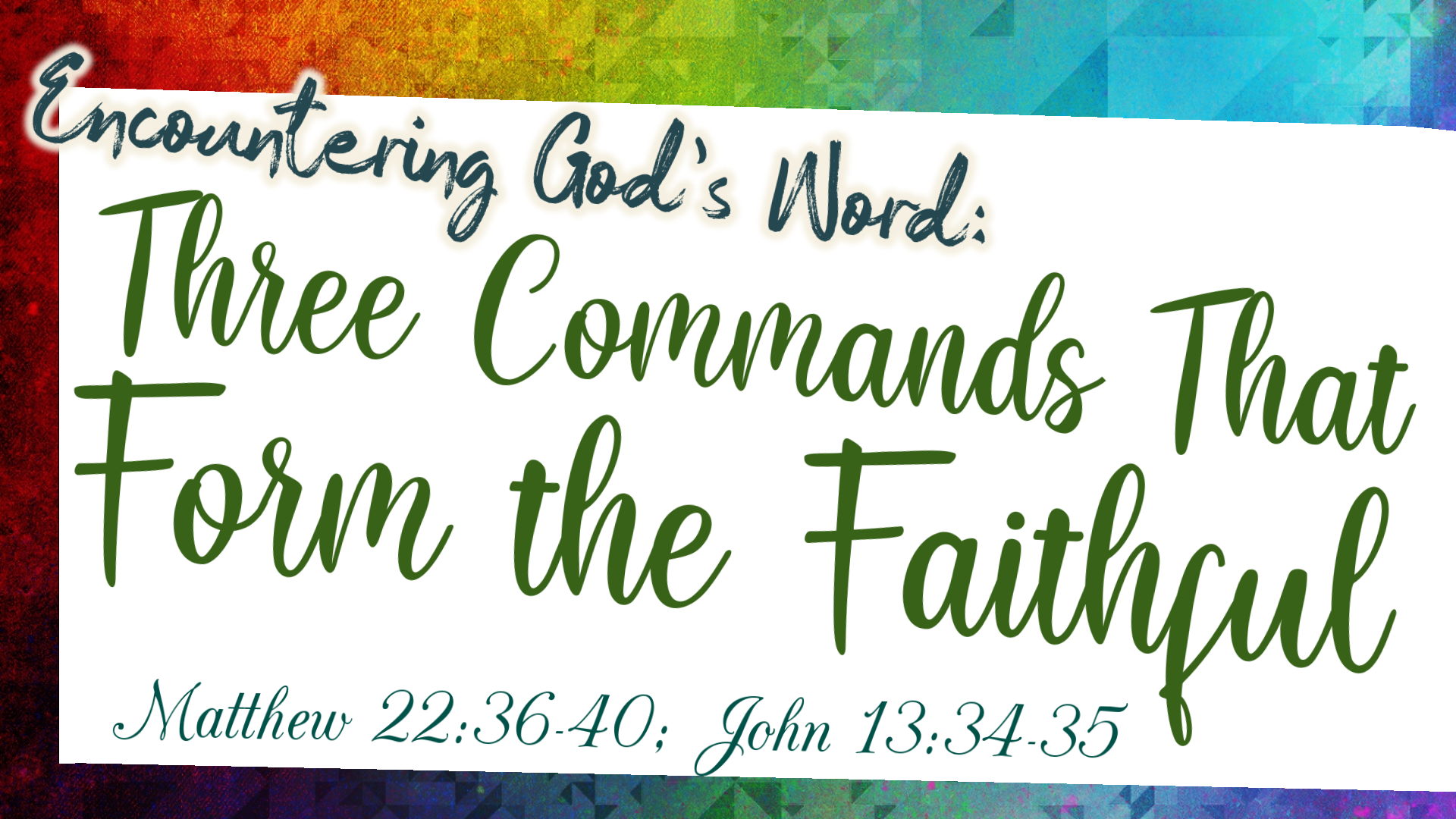 Three Commands That Form the Faithful - Logos Sermons