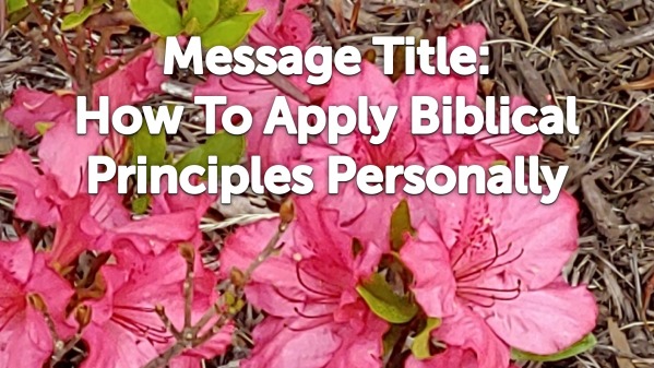 How To Apply Biblical Principles Personally - Logos Sermons