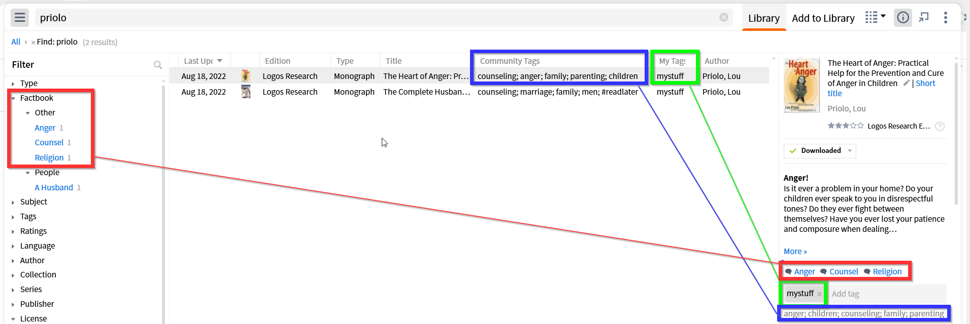 How to report incorrect tags in the Library Pane? - Logos and Verbum ...
