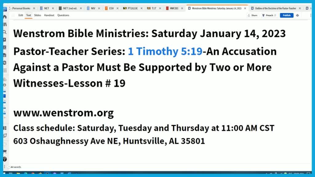 1 Timothy 5.19-An Accusation Against a Pastor Must Be Supported By Two ...